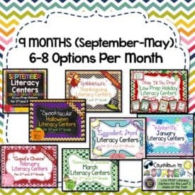 Monthly Low Prep Literacy Centers {ENTIRE YEAR BUNDLE!} - Teach Outside ...
